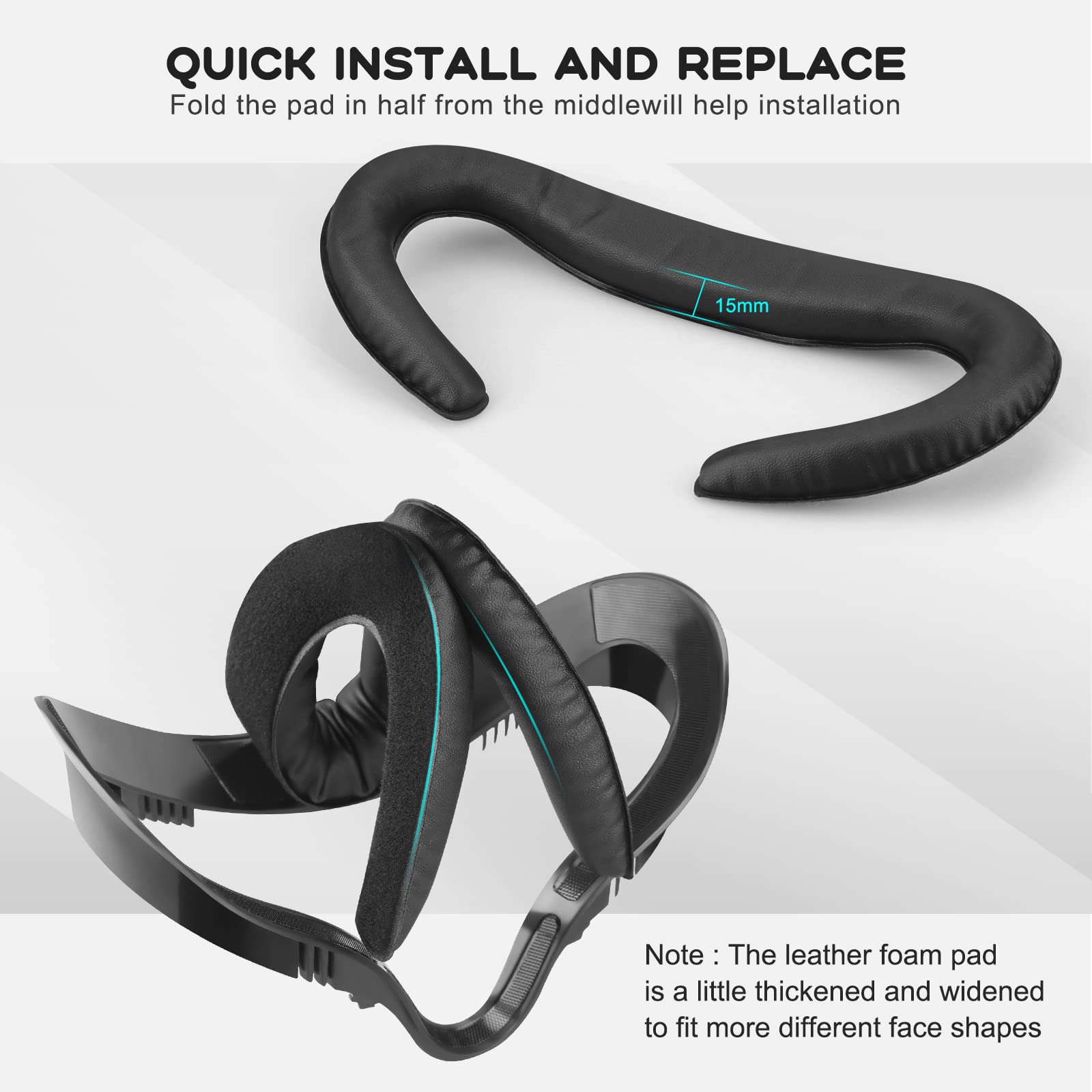 Eyglo Facial Interface and Light Blocker Lens for Oculus/Meta Quest 2 -Anti Scratch Silicone Ring,Comfort PU Leather Foam Face Pad