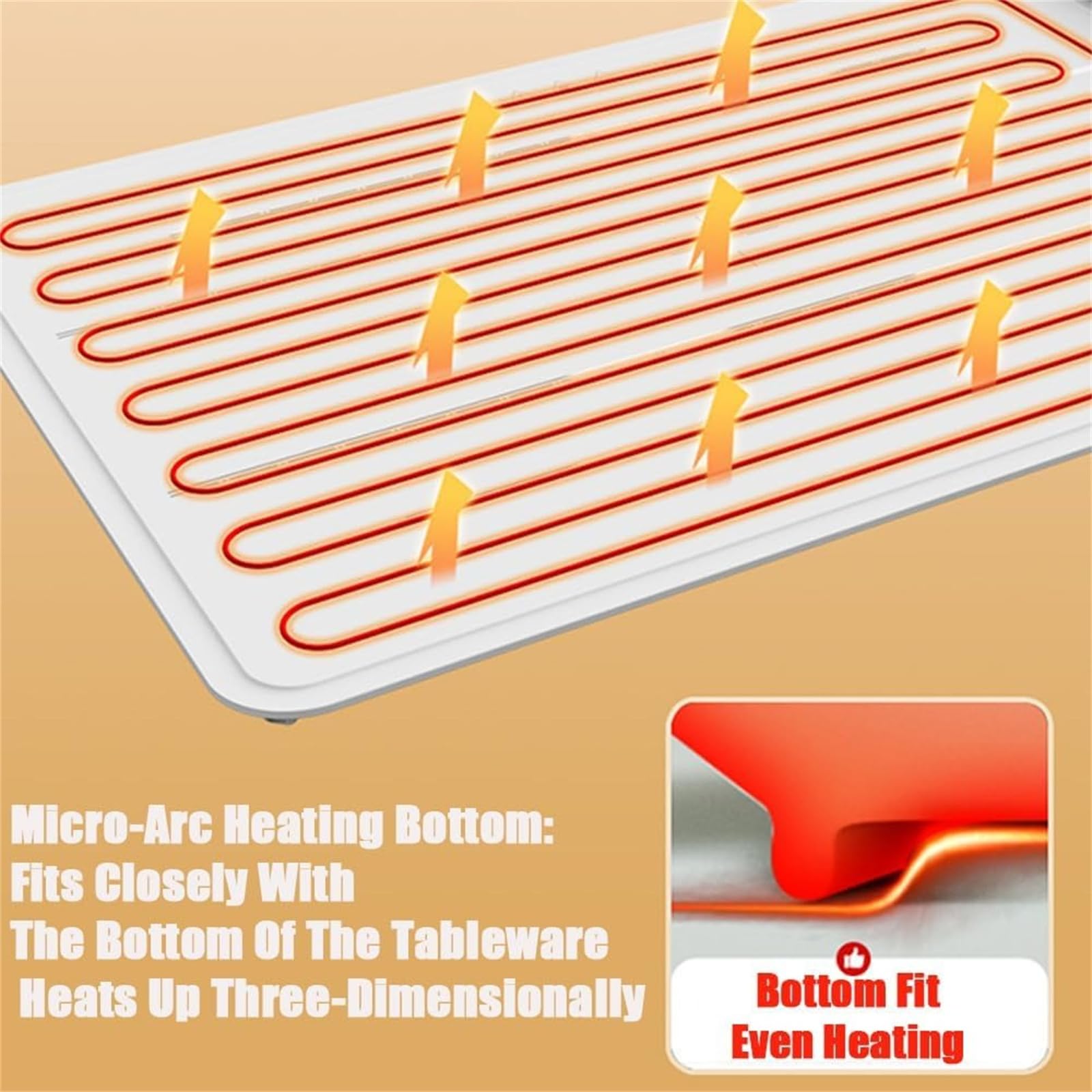 Fllora Food Warmer Mat, Adjustable Food Warmer, Silicone Electric Heating Tray for Food - Full Surface Heating, Nano-Material, Silicone Heating Tray Roll Up, 3 Temperatures, Auto Shut Off (1Set)