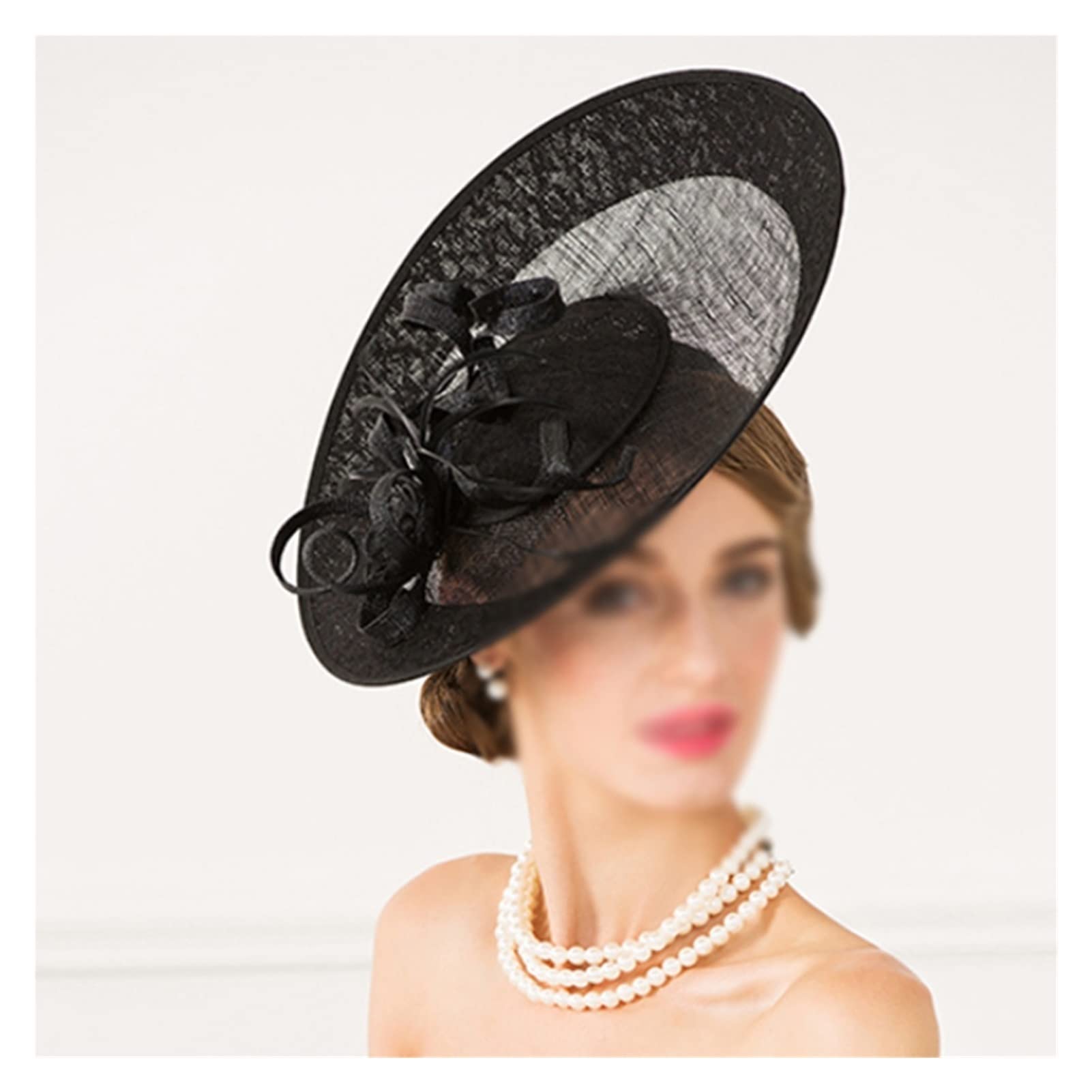 EYHLKM Ladies Wedding Hat Linen Large Wide Brim Cocktail Tea Party Dress