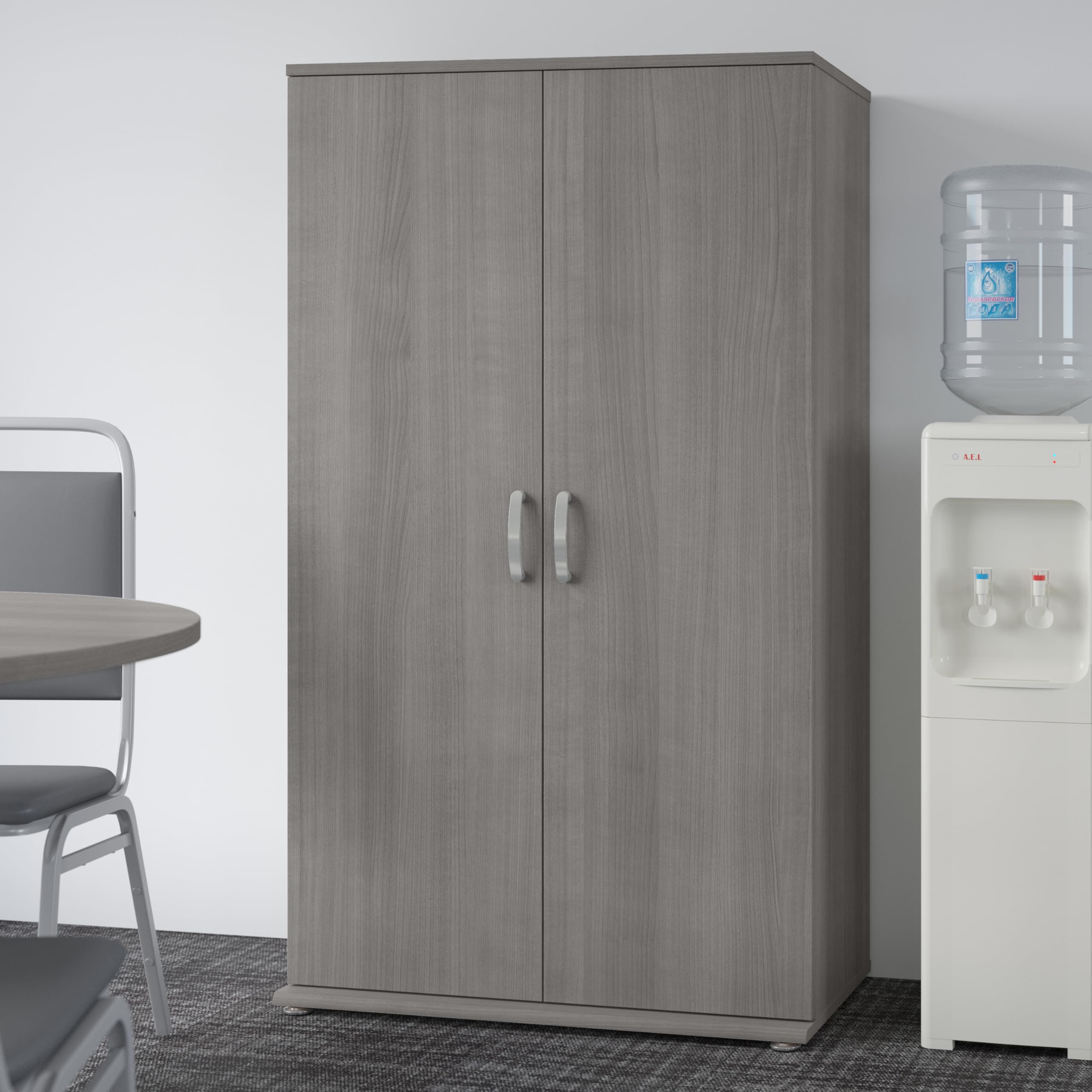 Bush Business Furniture Universal Tall Storage Cabinet with Doors and Shelves, White