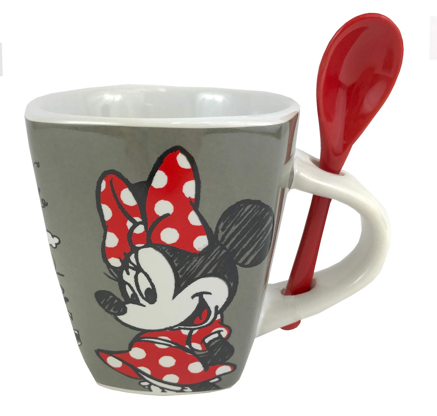 Disney Mickey and Minnie Mouse - Amazing Day Ceramic Coffee Mug Cup With Spoon - Multicolor - 11 Ounce