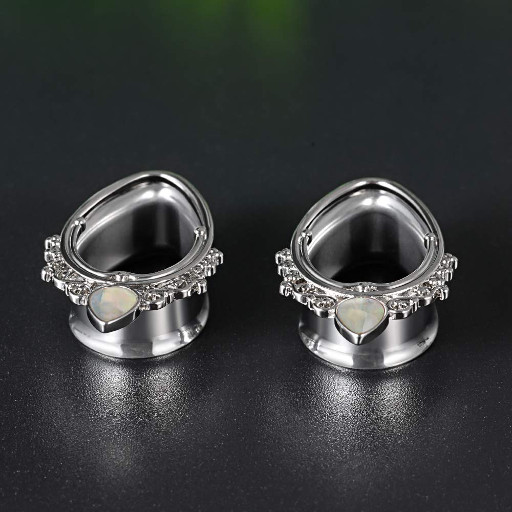 COOEAR 1 Pair Surgical Steel Ear Gauges Tear Drop Ear Tunnels and Plugs Seashell Earrings Stretcher.