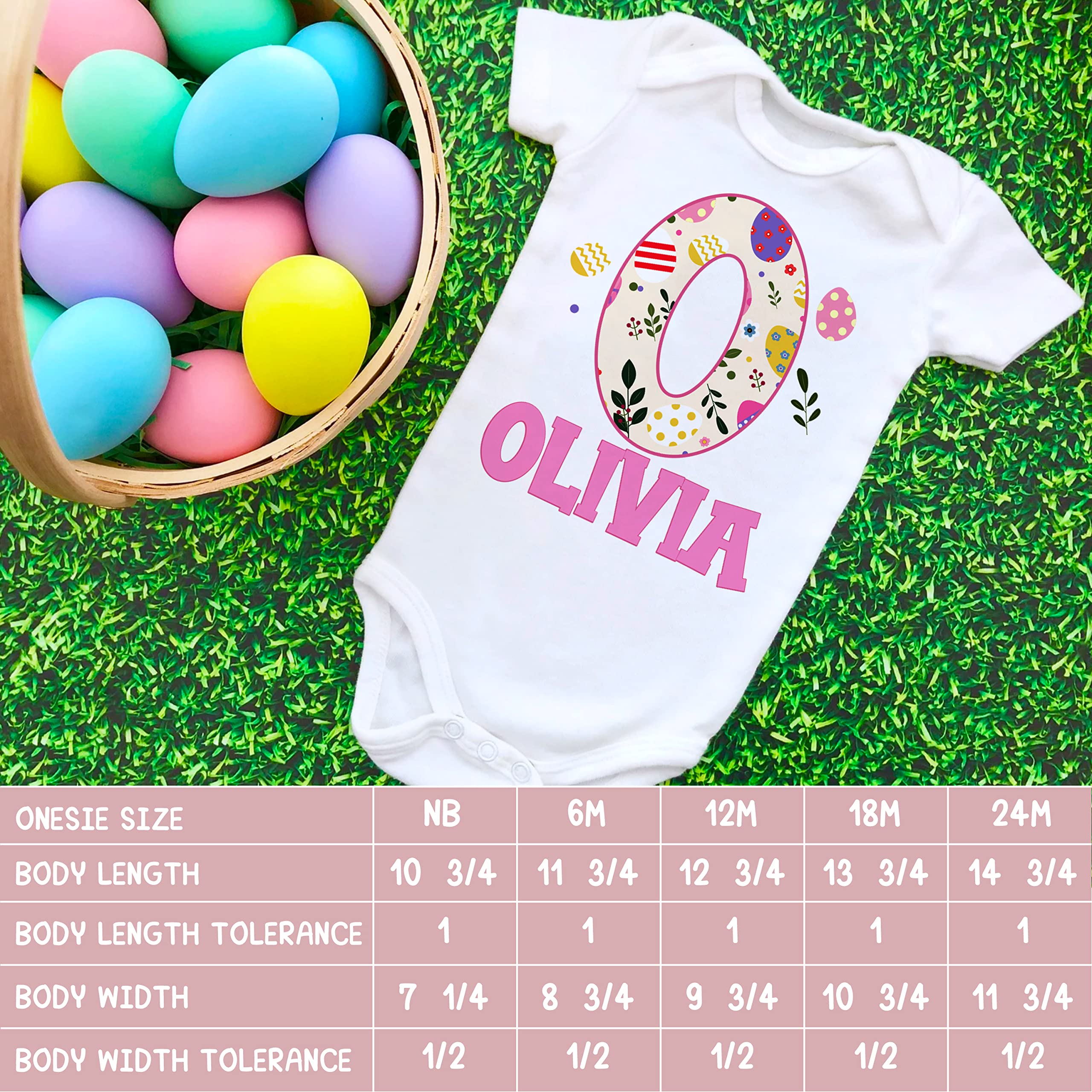 Personalized My First Easter Baby Onesie w/Name - 9 Design Customize 1st Boy Outfits Gifts Custom Girl Outfit Bunny Clothes Kids Bodysuit Newborn 6M 12M 18M 24M C1, White