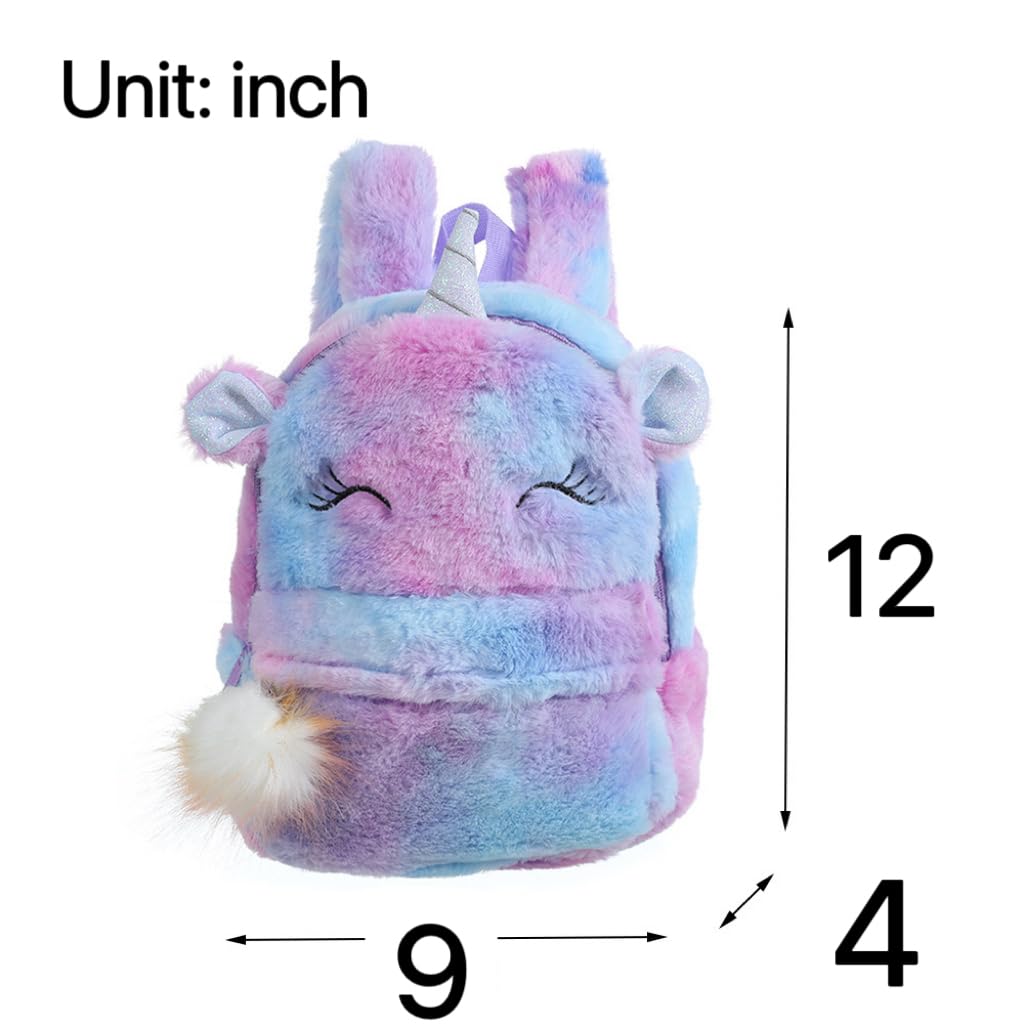 Cartoon plush big-eyed backpack little princess cat backpack (Purple)