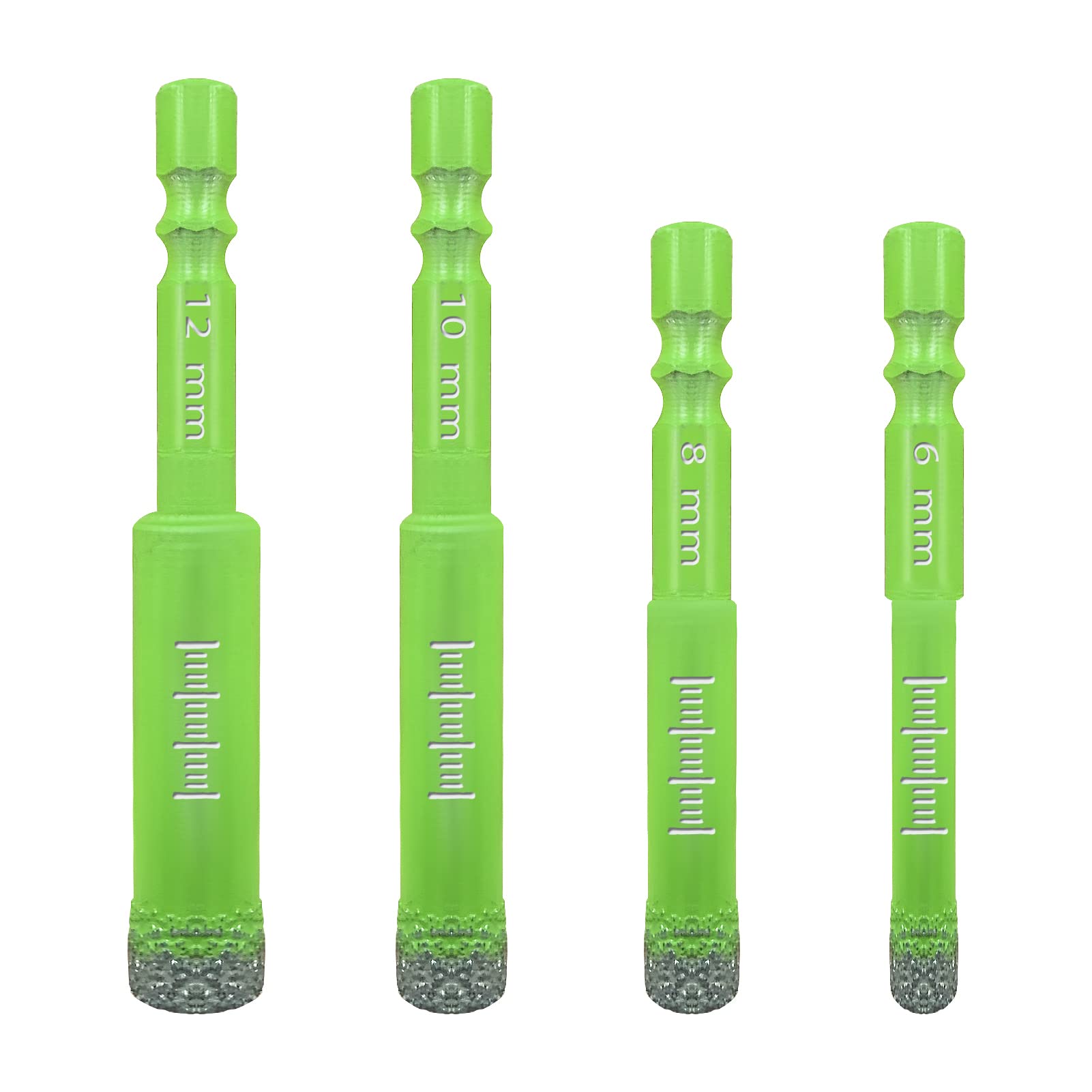 Dry Diamond Drill Bits Set with Wax core Cooling,Small Diamond Hole Saw Kit for Granite Ceramic Marble Tile Stone Glass Hard Materials with Quick Change Hex Shank 1/4, 5/16, 3/8,1/2 inch