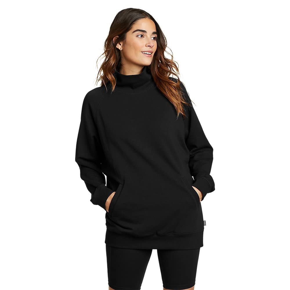 Eddie Bauer Women's Motion Cozy Camp Slouchy Funnel Neck, Black, X-Large