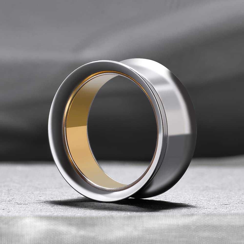 COOEAR Double Flared Stainless Steel Tunnel Black Plug with Gold Eyelet Inlay Gauges Earrings Piercing Stretched Expander.