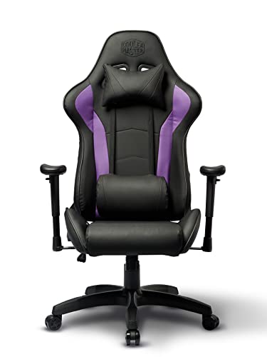 Cooler Master Caliber R1 Gaming Chair for Computer Game, Office and Racing Style Gamer, Comfy Ergonomic Reclining High Back Desk Chairs with Arms & Seat Adjustment Lumbar Support PU Leather, Purple