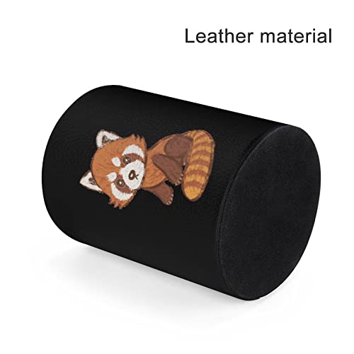 Cartoon Red Panda Pen Holder PU Leather Pencil Cup Cute Desk Organizer Makeup Brush Box for Home Office