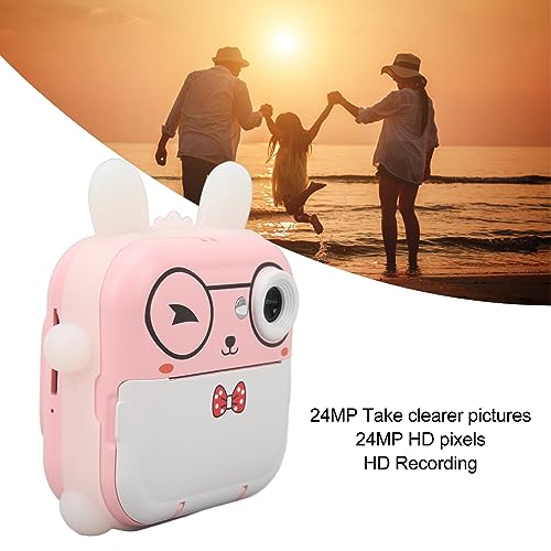 Cartoon Smart Camera ABS Thermal Printing HD Shooting Print Camera 2.4 Inch HD Screen for 3+ Years for Picture Taking (Pink)