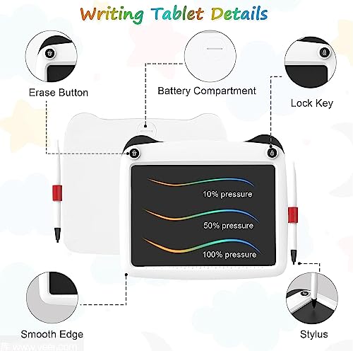 Kids Toys LCD Writing Tablet,9 Inch Colorful Screen Doodle Board,Erasable and Portable Drawing Pad for Birthday Christmas (White)
