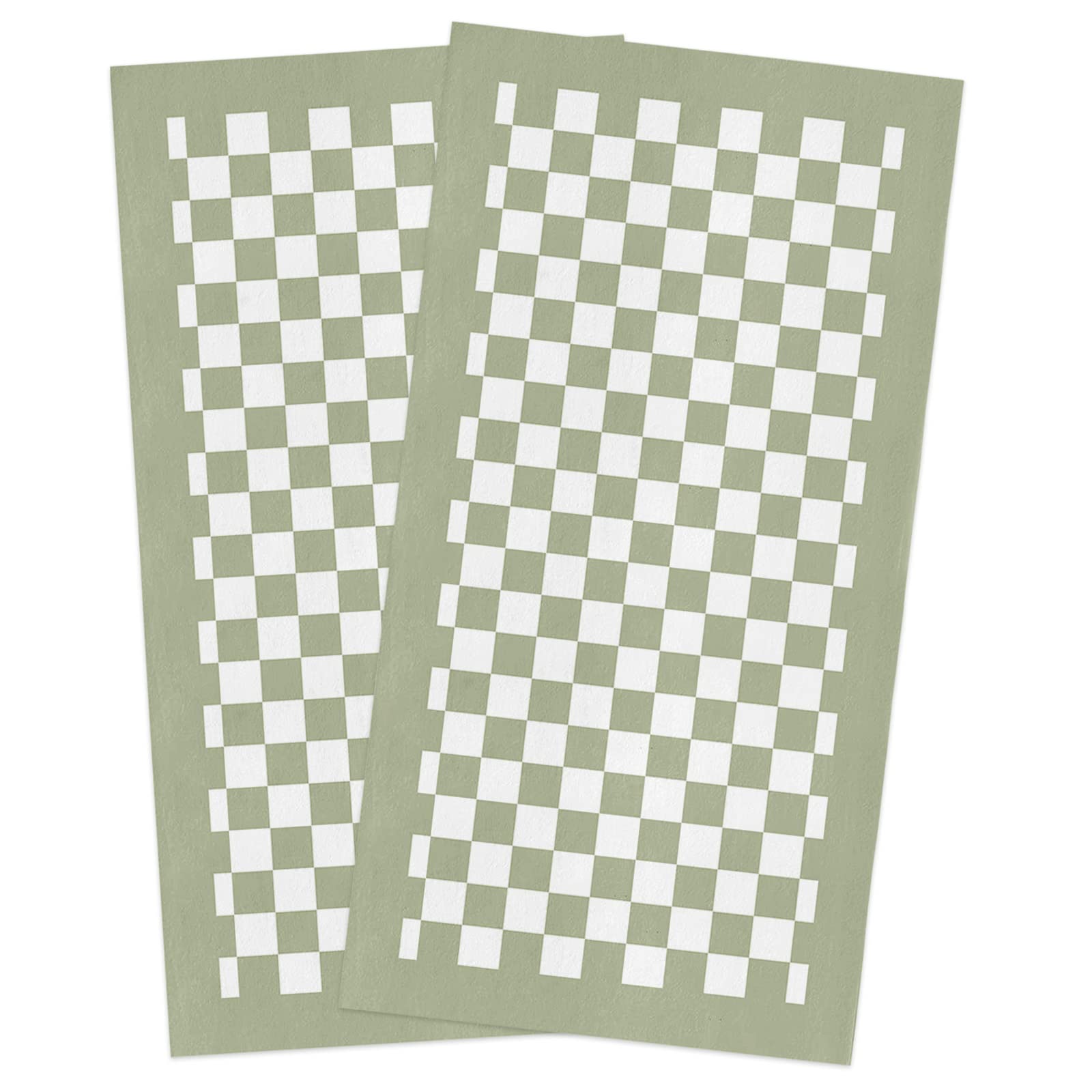 Edwiinsa Sage Green Plaid Kitchen Dish Towels and Dishcloths Sets, Country French Rustic Buffalo Check 18 X 28 Inches Absorbent Hand Towels Dish Rags with Hanging Loop for Home Cleaning (2 Pack)