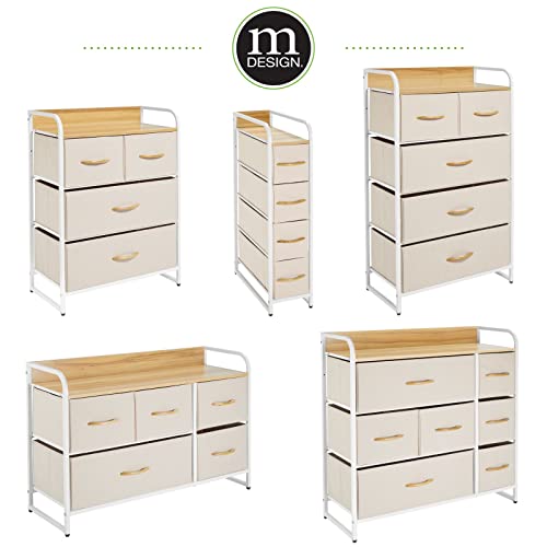 mDesign Tall Dresser Storage Chest - Vanity Furniture Cabinet Tower Unit for Bedroom, Office, and Closet - Textured Print - 5 Removable Drawers - Cream/White