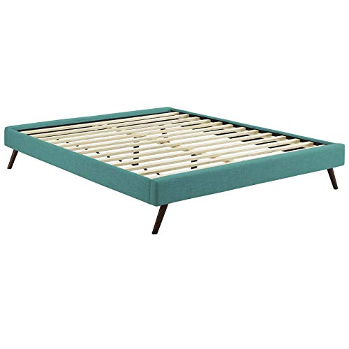Modway Loryn Upholstered Queen Platform Bed Frame with Wood Slat Support in Teal