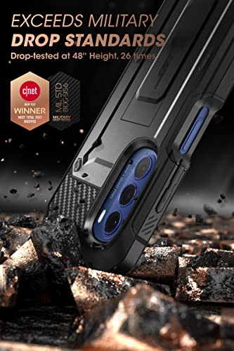 SUPCASE Unicorn Beetle Pro Series Case for Moto G Stylus 5G 2022 [Not Fit 4G Version], with Built-in Screen Protector Full-Body Rugged Belt Clip & Kickstand Case (Black)