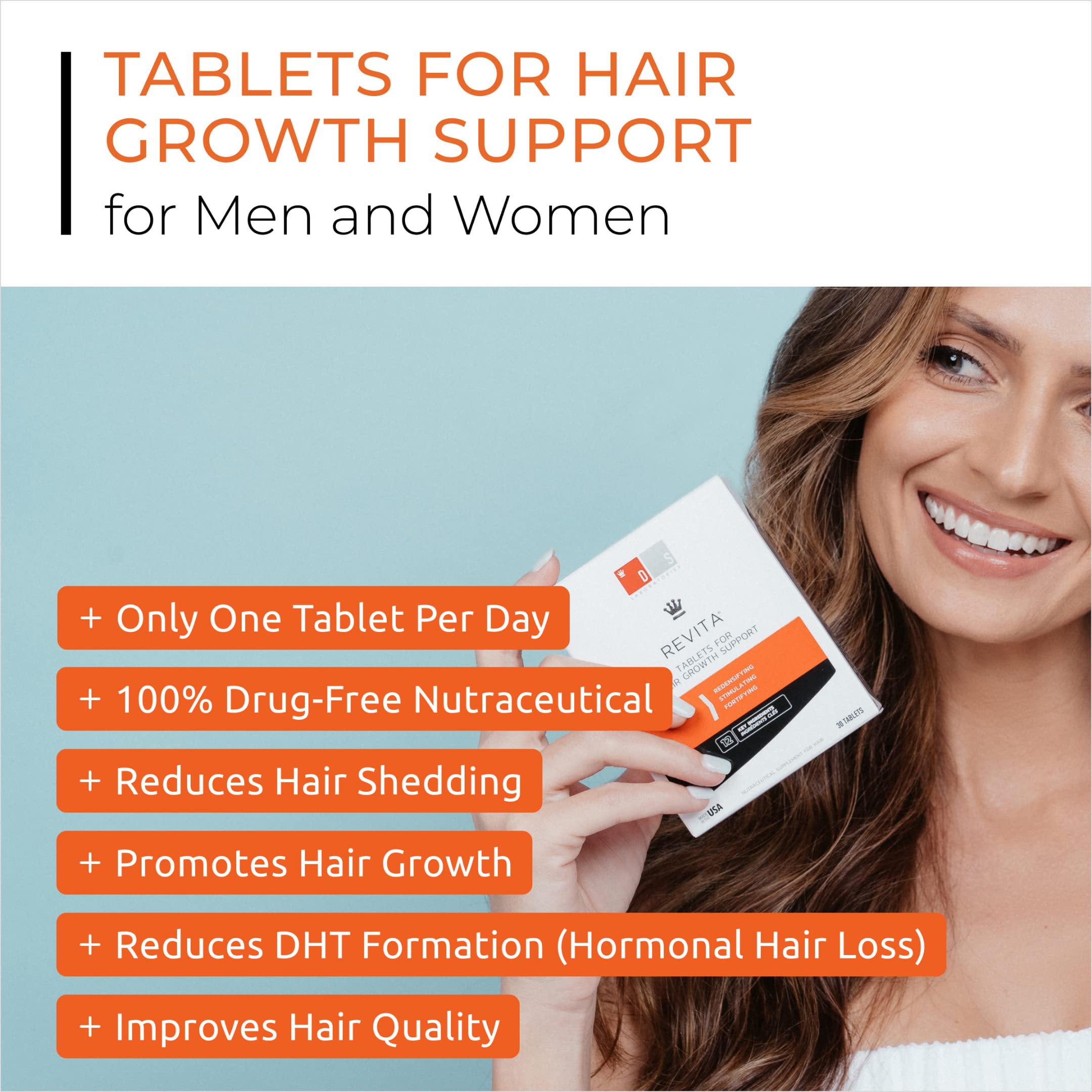 DS Laboratories Revita Shampoo and Conditioner Set, Revita Tablets - Hair Thickening Shampoo and Conditioner to Support Growth & Vitamins for Thicker Hair, Unscented, Unisex