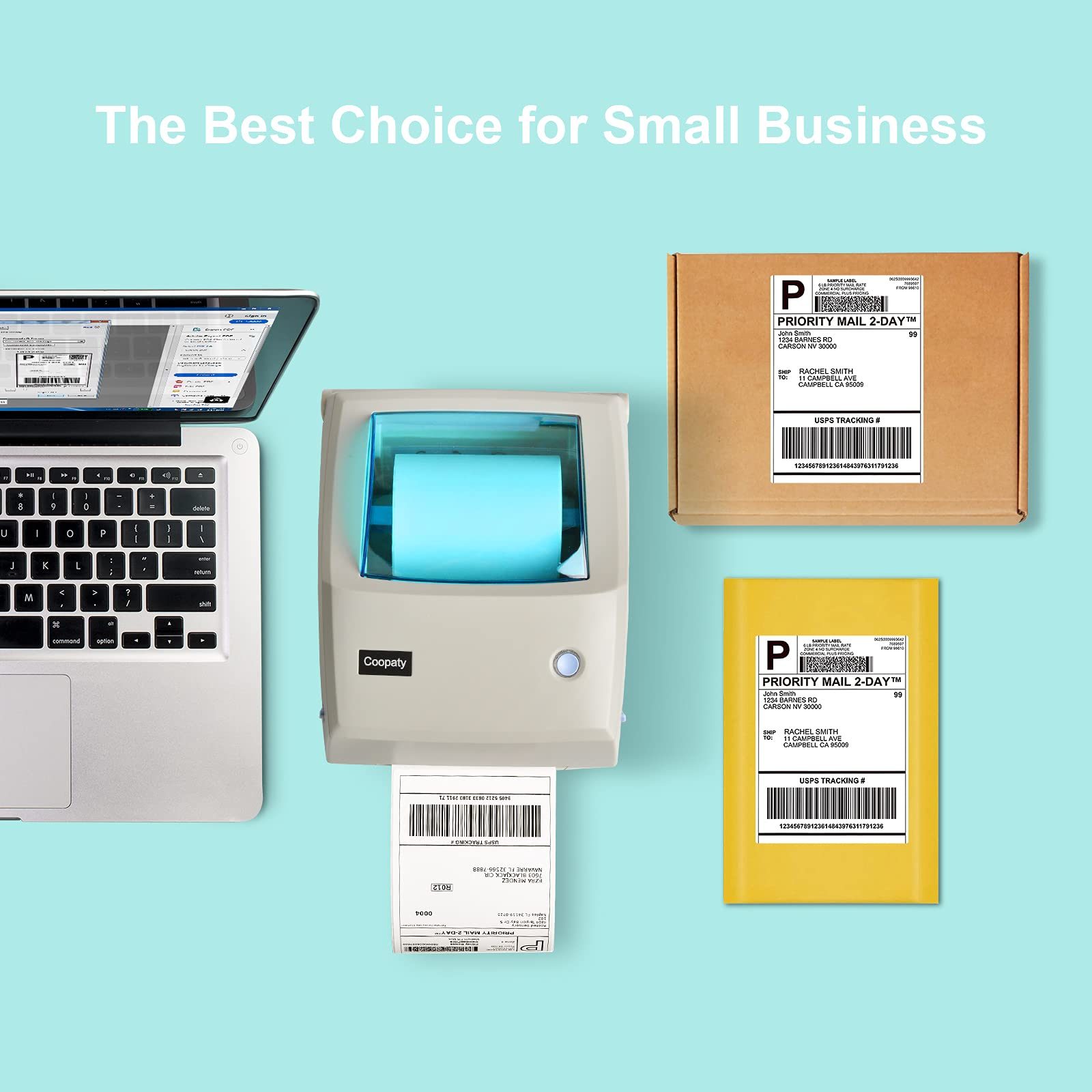 Coopaty Label Printer for Amazon, Ebay, USPS, FedEx, High-Speed 4x6 Direct Thermal Label Printer, Easy Setup on Windows/Mac with USB, Barcode Printing Maker