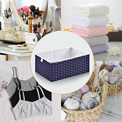 Kigai Blue White Dots Storage Baskets, 16x11x7 in Collapsible Fabric Storage Bins Organizer Rectangular Storage Box for Shelves, Closets, Laundry, Nursery, Home Decor