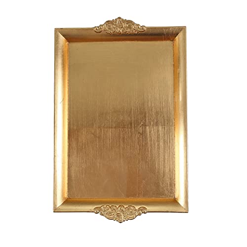 Efavormart 2 PCS - Gold 14" x 10" Rectangle Decorative Plastic Serving Trays with Embossed Rims for Wedding Birthday Party