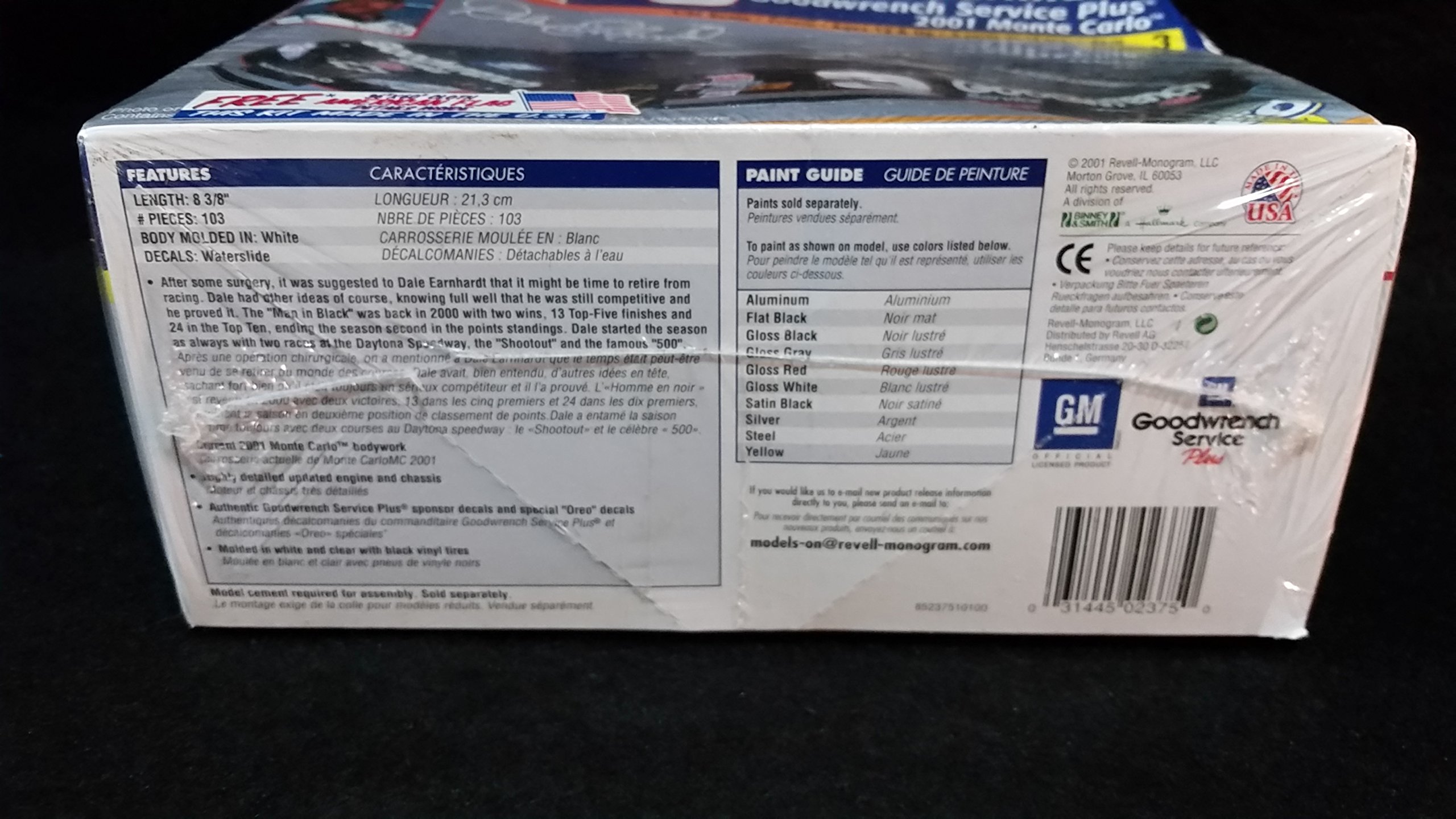 Revell Dale Earnhardt 2001 Monte Carlo Goodwrench Service Plus Model Kit (Oreo "Shootout" Decals Included)
