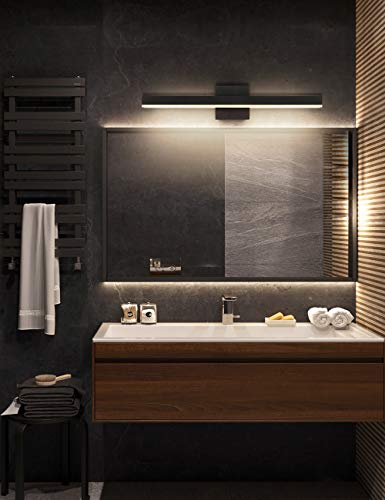 Joossnwell LED Bathroom Vanity Light Fixtures Dimmable 24" Inch Modern Matte Black Bath Vanity Lights for Mirror Lighting Wall Mount Sconces Lamps 16W 3000K Warm White