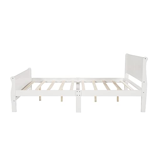 Harper & Bright Designs Full Bed Frame with Headboard and Footboard, Full Size Platform Bed, Wood Kids Full Size Bed Frame for Boys, Girls,No Box Spring Needed,White