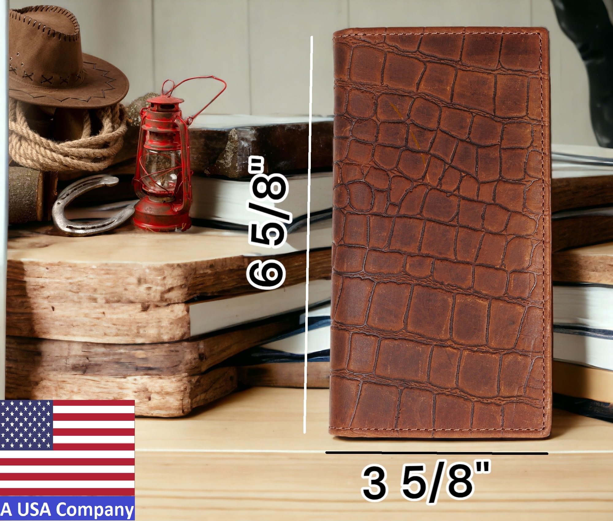 F&L CLASSIC Men's RFID Vintage Look Genuine Leather Long Bifold Wallet Checkbook Wallets,buffalo vintage leather,240 light brown