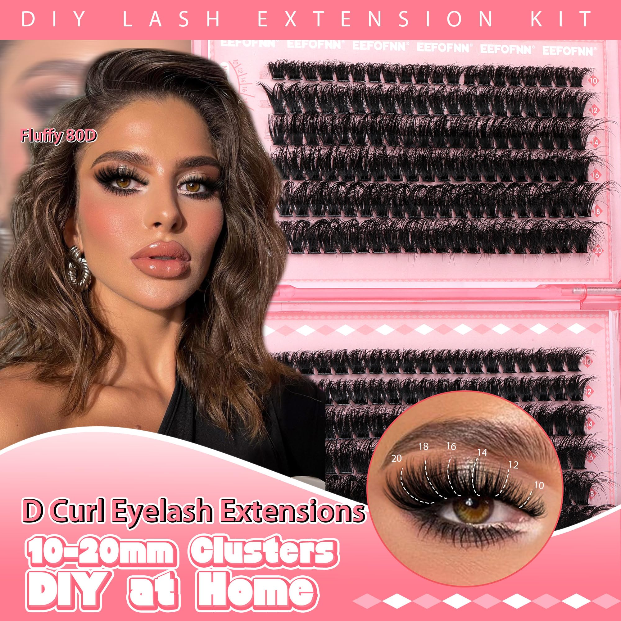 Fluffy False Eyelashes 20mm Long Lashes C Curl Faux Mink Eyelashes Dramatic Eyelashes that Look Like Extensions by Eefofnn