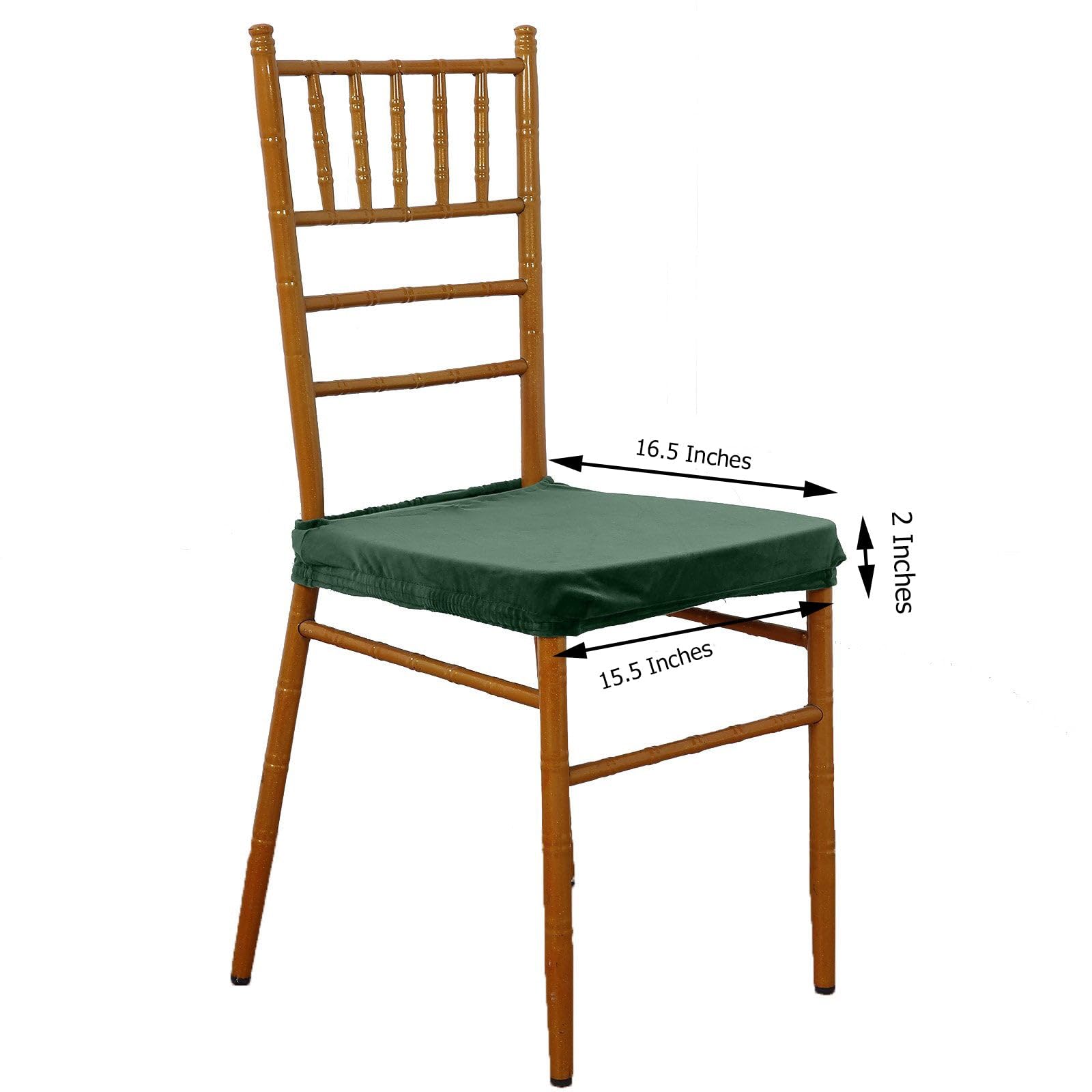 Efavormart Hunter Green Velvet Dining Chair Seat Cover, Stretchable Chair Cushion Cover with Tie Removable Washable Upholstered Protector Seat Slipcovers for Dining Room, Office