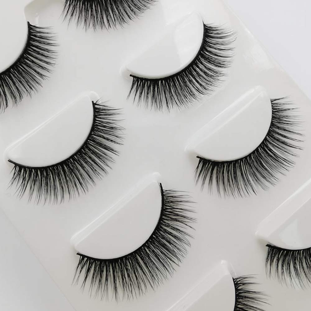 DAODER Short Mink Lashes Natural False Eyelashes Medium Length Lightweight Reusable Thin Fake Eyelashes for Daily Wear 4 Pairs