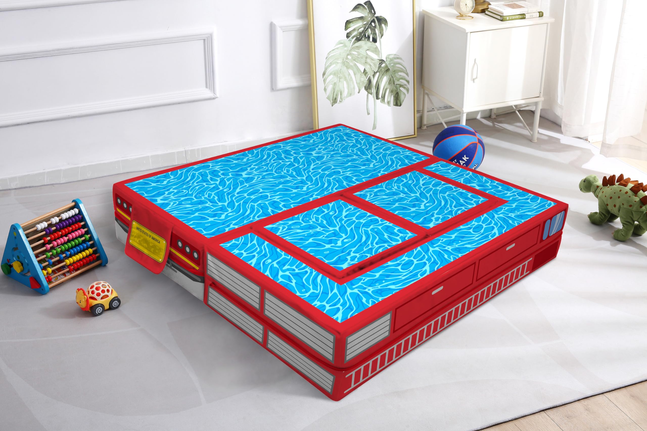 fond + found Kids Couch Sofa, Modular Toddler Couch, Convertible Kids Couch, Fire Truck-Themed Modular Sofa for Boys and Girls, Sofa Bed for Bedroom