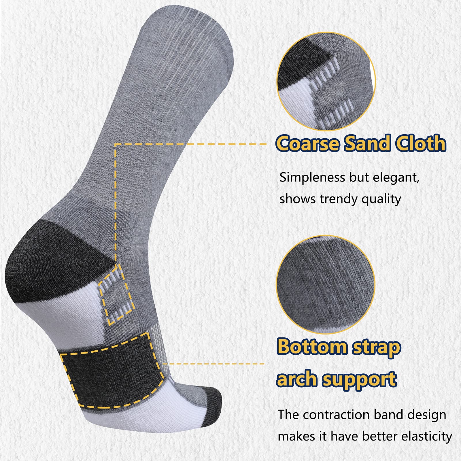 COOVAN Mens Crew Socks 6 Pairs Athletic Running Cushion Thick Warm Work Socks for Men
