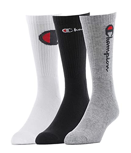 Champion LIFE 3-Pair Core Essential Socks Assortments White/Black/Oxford Grey 10-13 (US Men's Shoe Size 6-12)