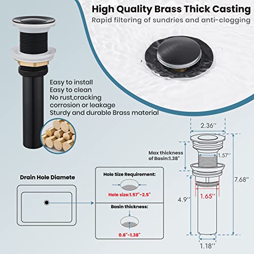 gotonovo Bathroom Vessel Sink Faucet Oil Rubbed Bronze with POP UP Drain Single Lever Handle 1 Hole Bowl Sink Mixer Tap Deck Mount Tall Spout Lavatory Vanity