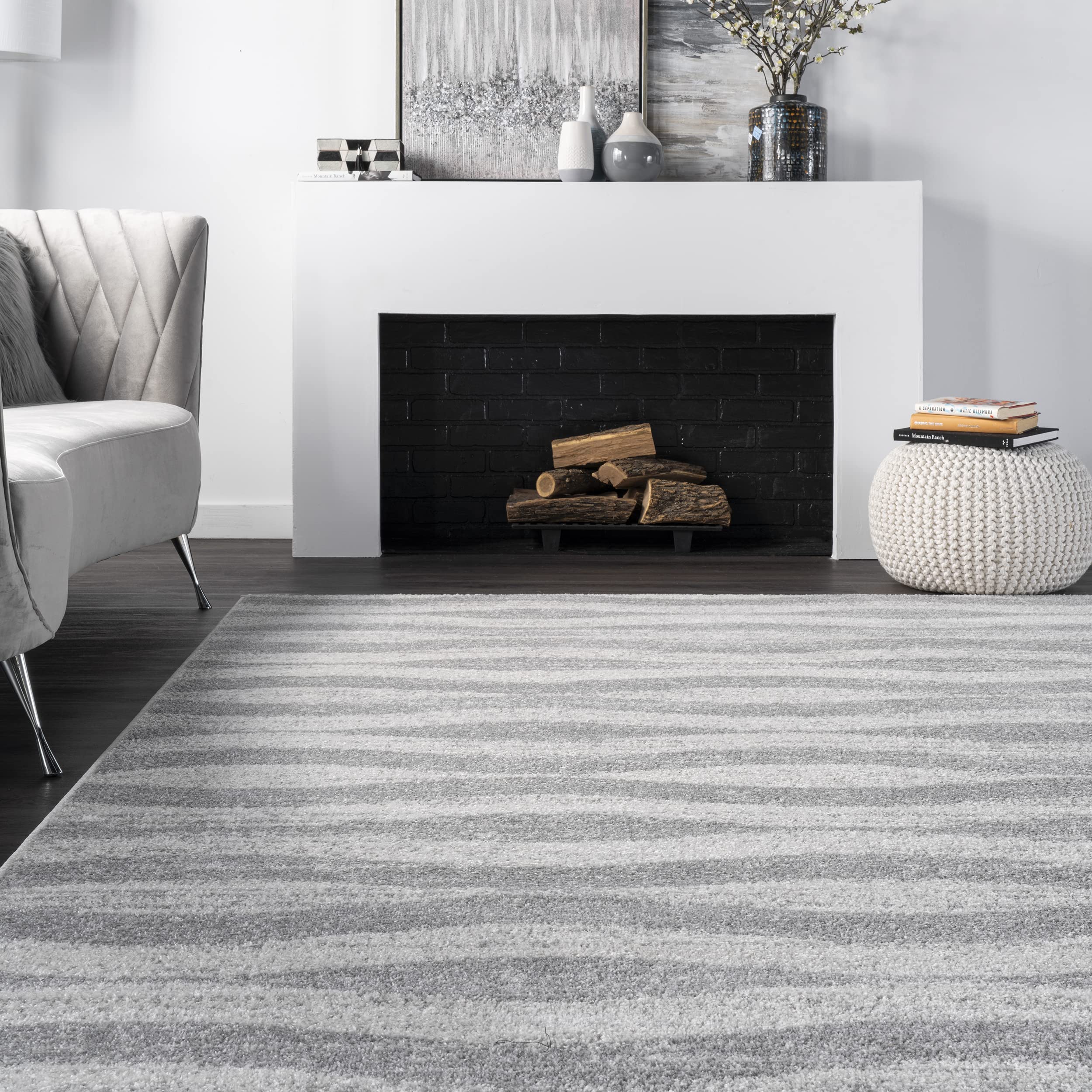 nuLOOM 7' x 9' Performance Indoor Area Rug, Non-Shed, Power Loomed High-Traffic Area Rug for Living Room, Bedroom, Home, Tristan Grey
