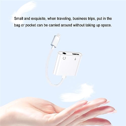 Lightning to 3.5mm Headphone Jack Adapter, 2 in 1 Headphone Adapter [Apple MFi Certified] Aux Audio and Charger Adapter Dongle Cable Splitter Compatible with iPhone, 2 Pack