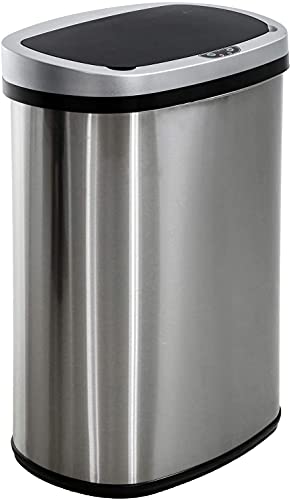 HHS Kitchen Trash Can with Lid 13 Gallon 50 L Stainless Steel Automatic Garbage Can Bedroom Home Office Touch Free High-Capacity Rubbish Bin,Soft Closure Fingerprint Proof Waste Bin
