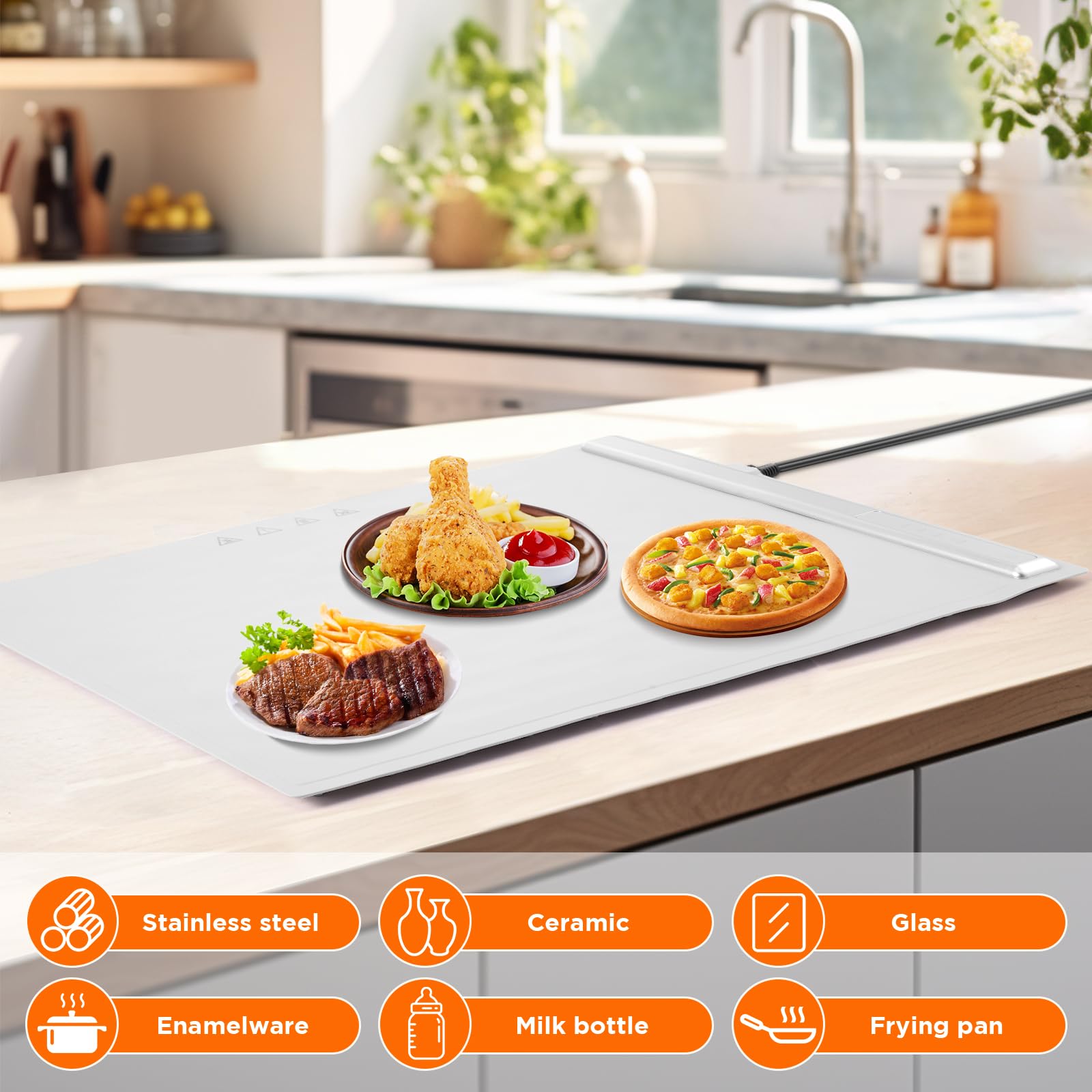 Food Warming Mat,Roll Up Portable Electric Warming Tray for Food,with 3 Temperature Settings,Silicone Heating Mat for Food,Food Warmer for Buffet Party, Sabbath, Gatherings, Daily Use