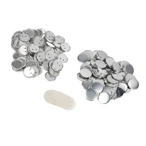 Button Badge Parts Set, Metal 100 Sets Rust Proof DIY Supplies Pin Back Button Parts for Button Making Machine (44MM)
