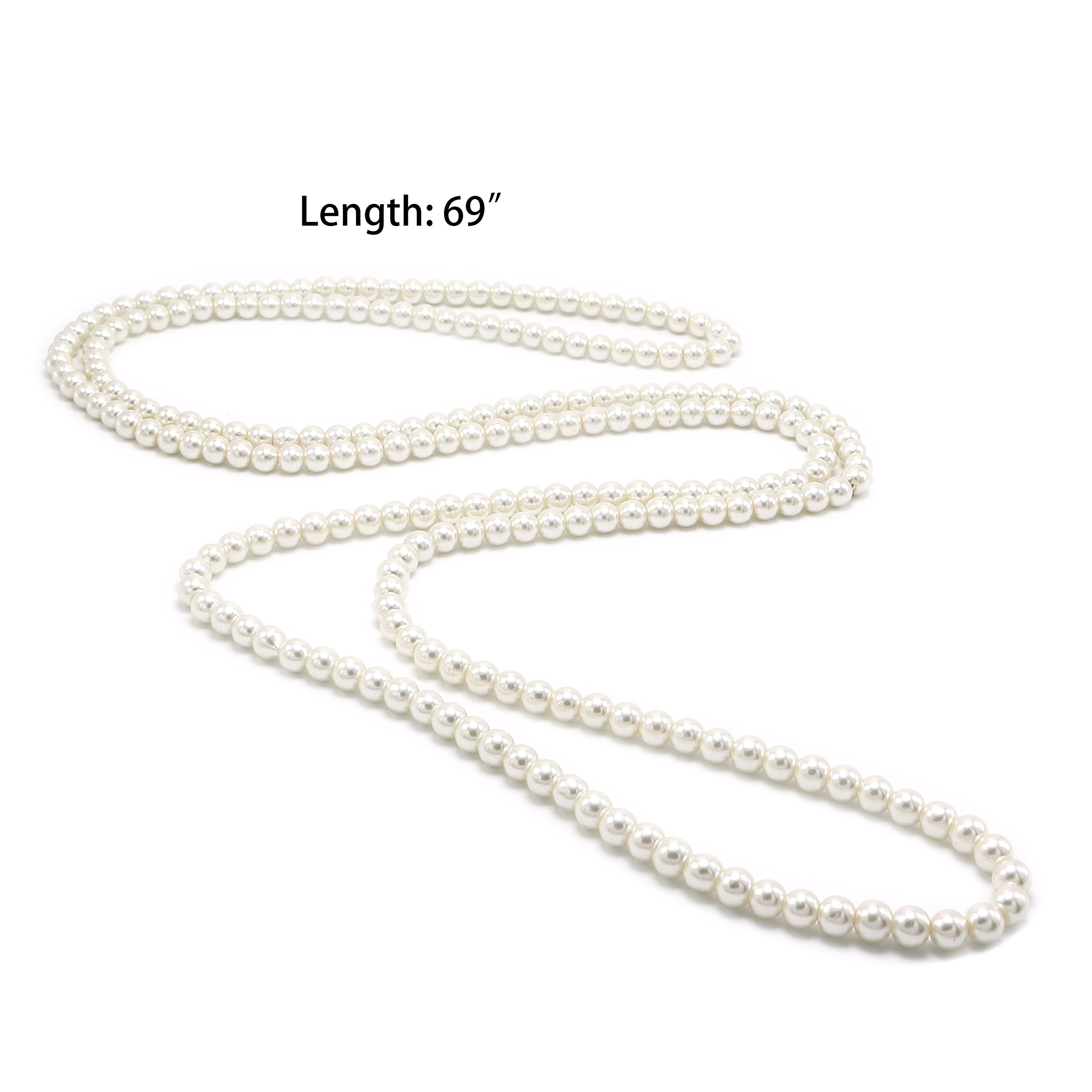Cryshimmer Long Pearl Necklace for Women Multilayer Cream White Faux Pearl Beaded Strands Necklace
