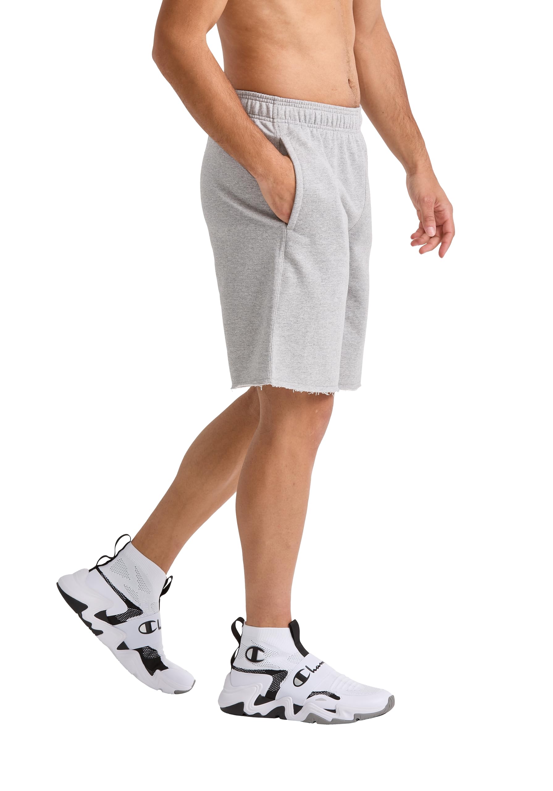Champion Mens Shorts, Powerblend, Fleece, Soft For (Reg. Big & Tall), Oxford Gray C Logo, Large US