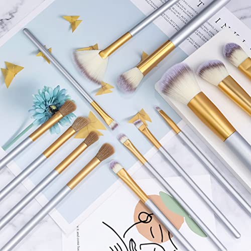Make up Brushes, VANDER 24pcs Premium Cosmetic Makeup Brush Set for Foundation Blending Blush Concealer Eye Shadow, Cruelty-Free Synthetic Fiber Bristles, Travel Makeup bag Included, Champagne