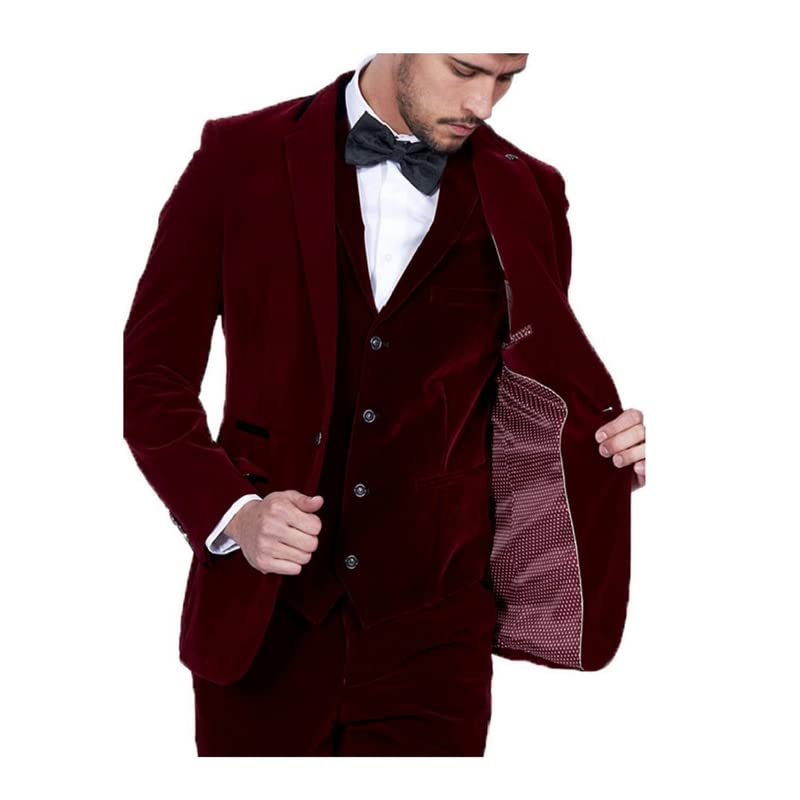 Dark Green Velvet Suit Coat for Men Slim Prom Tux Stylish Blazers for Teens