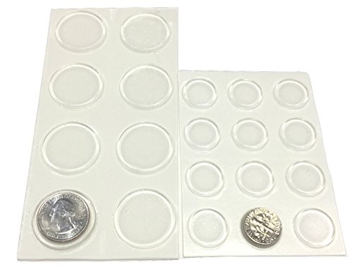 Round Clear Adhesive Bumpers Combo (Large, Medium) - Transparent Self Stick Rubber Pads for Glass Table Top, Furniture, Laptop, Mirrors - 20 PCs