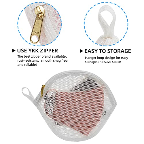KOOZTI 3 Packs Delicate Laundry Bags for Reusable Socks、Face Masks and Makeup Remover Pads,Fine Mesh Wash Bags,Use YKK Zipper, with Hanger Loop, Portable Laundry Bag (3 Small)