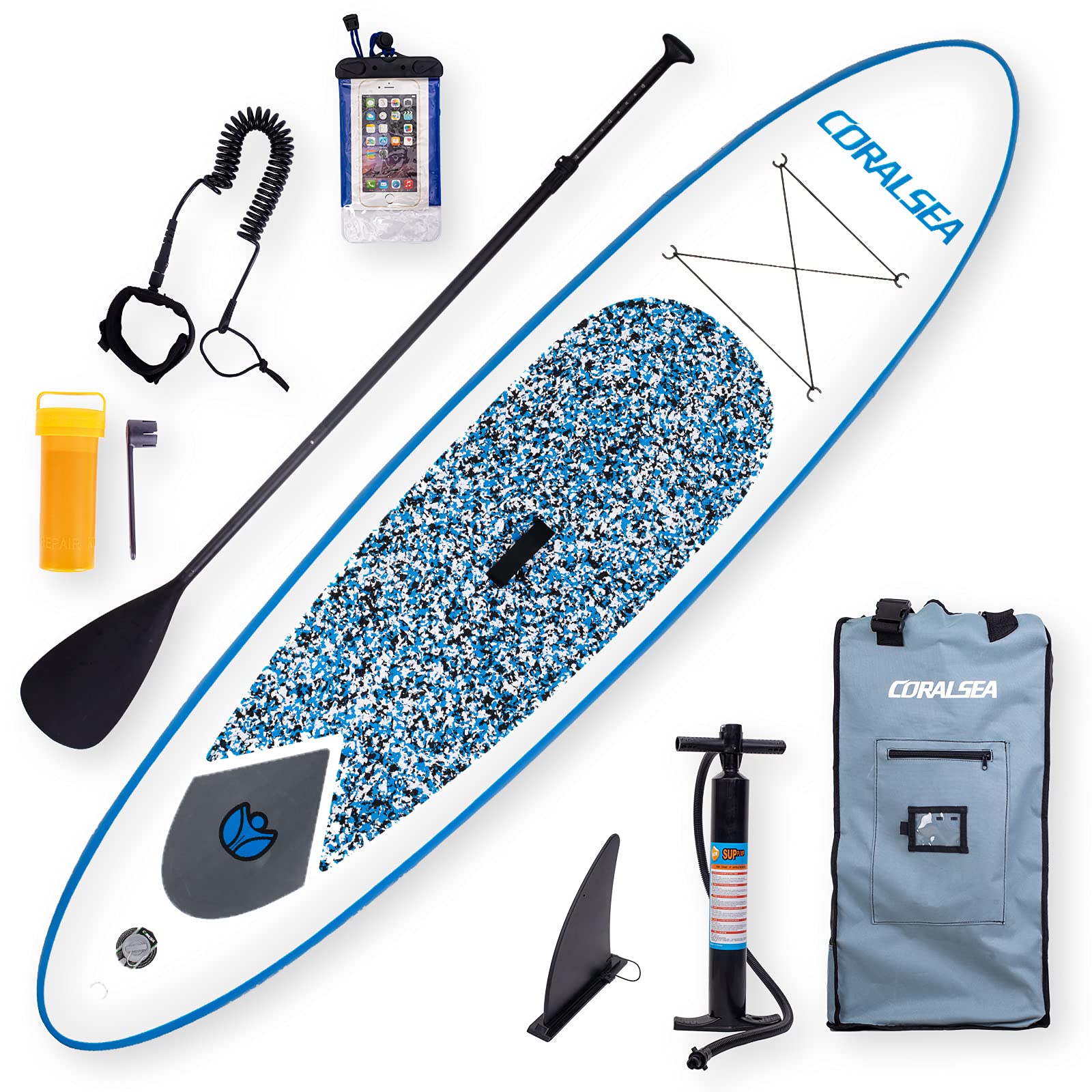 CORALSEA Inflatable Paddle Board, 10β6"x30"x6" Ultra-Light Stand Up Boards with ISUP Accessories & Backpack for All Skill Levels Include Leash, Adjustable Paddle, Repair Kit, Youth & Adult