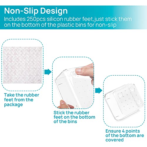 Vtopmart 60 PCS Drawer Organizer, 4-Size Clear Plastic Drawer Organizer Bins Containers for Bathroom and Vanity Storage, Home Organization for Makeup, Kitchen Utensils