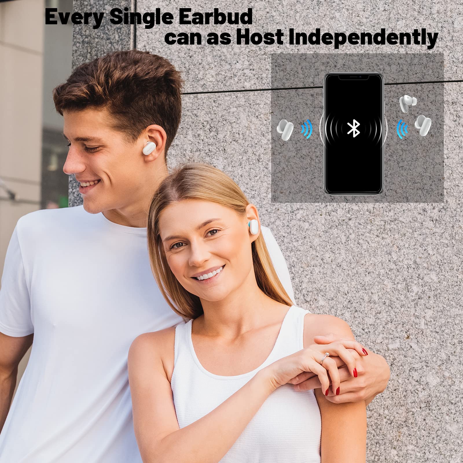 Pamu Z1 Wireless Earbuds Active Noise Cancelling Earphones Bluetooth 5.2 with Dual ANC 4 Mics ENC, in-Ear Headphones with Charging Case Hi-Fi Sound, Low Latency Game Mode, Touch Control (Grey)