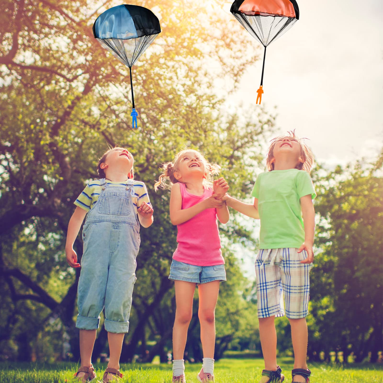 PGXT Parachute Toy, Tangle Free Throwing Army Toy Parachute, Outdoor Children's Flying Toys, No Battery nor Assembly Required (4 Pieces Set) (A)