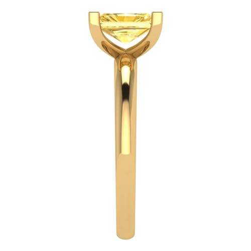 Clara Pucci 1.0 ct Emerald Cut Solitaire Natural Yellow Citrine gemstone Bridal Designer Anniversary Engagement Ring 14k Yellow Gold